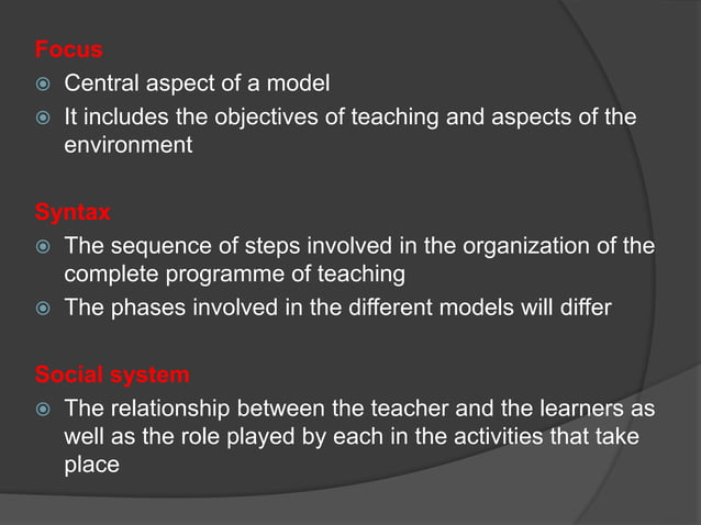 Models of teaching | PPTX