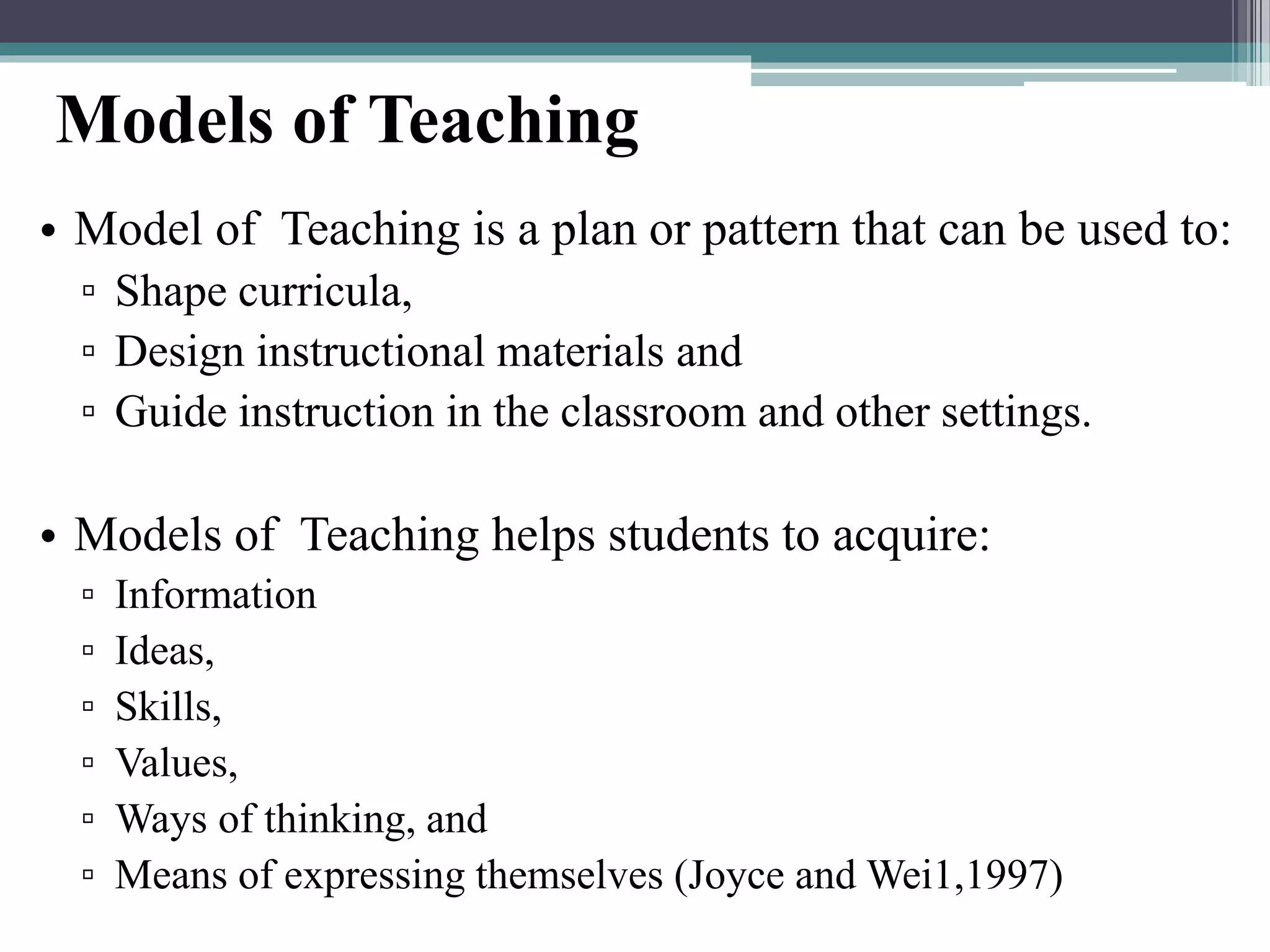 Models of teaching | PPTX