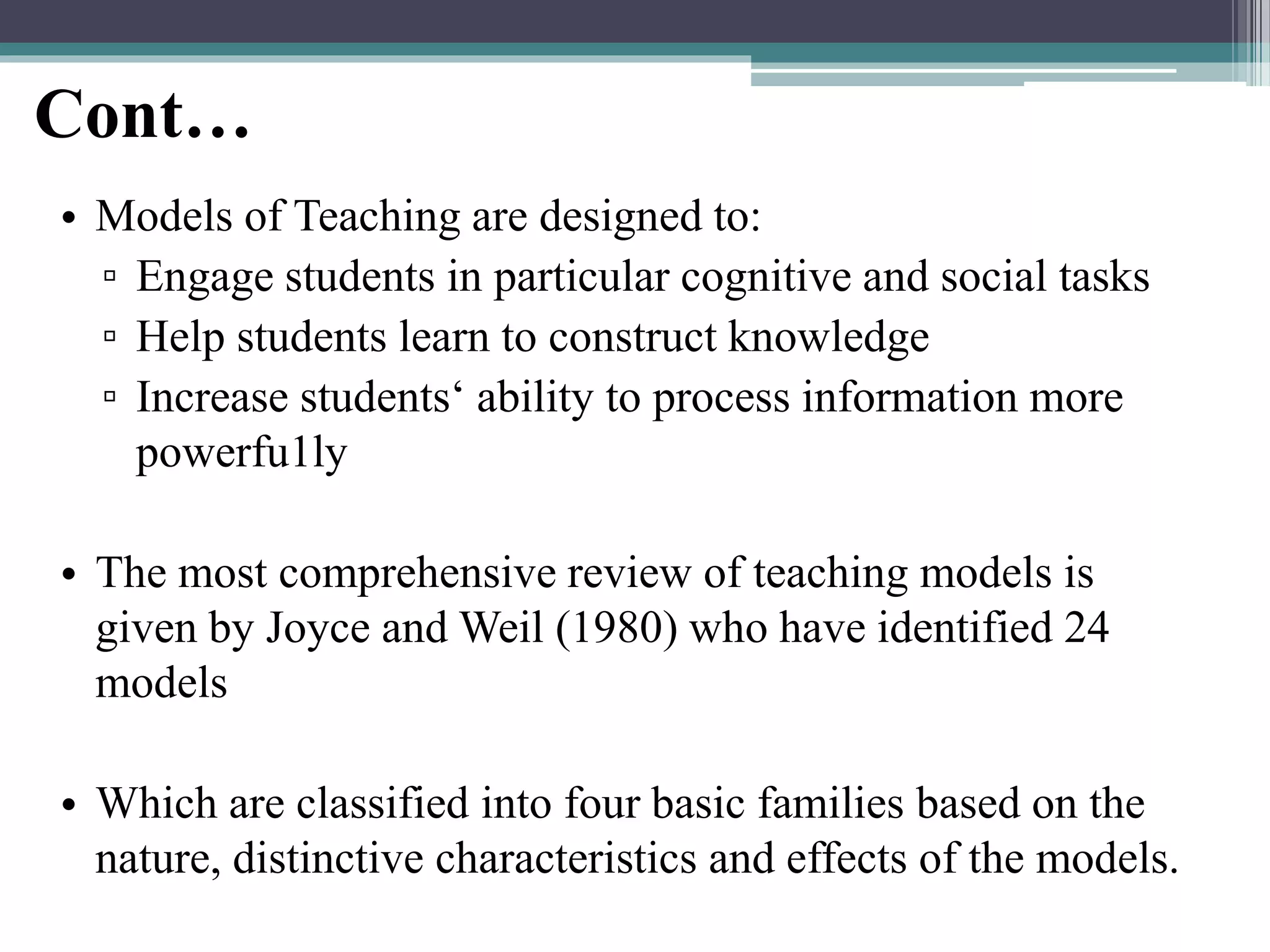 Models of teaching | PPTX