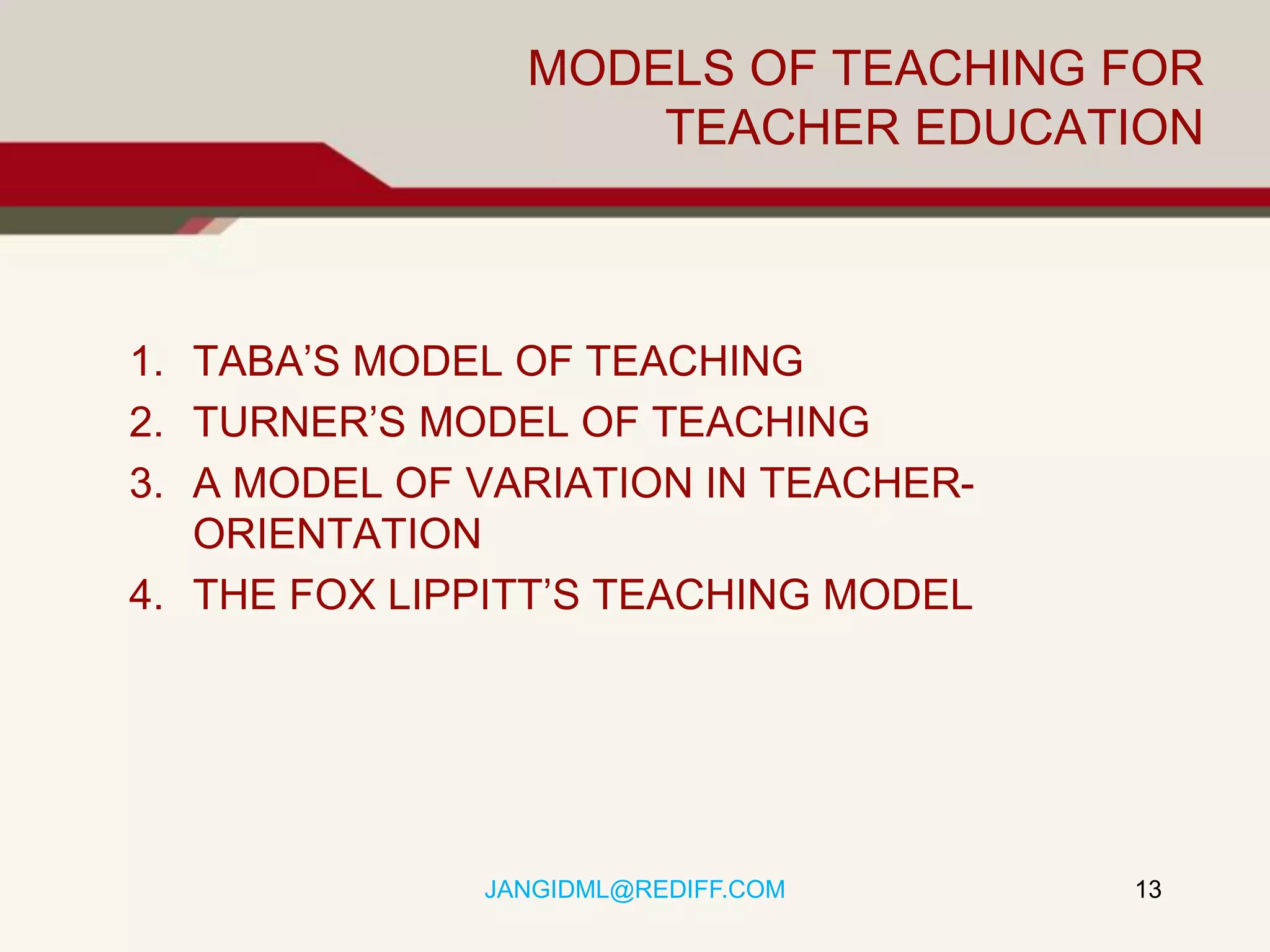 Models of teaching jangid ml | PPTX | Workshops and Classes | Hobbies ...