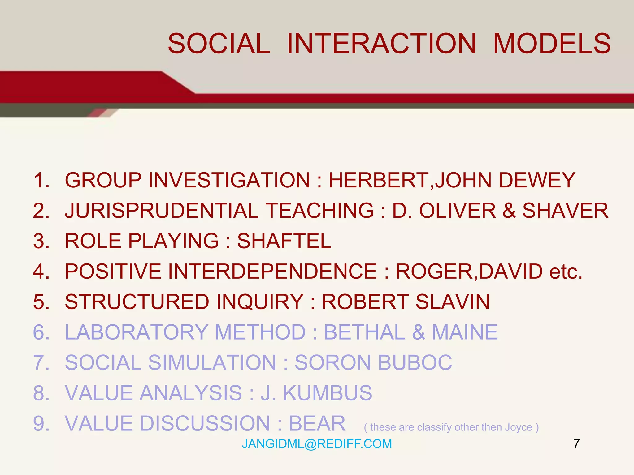 Models of teaching jangid ml | PPTX | Workshops and Classes | Hobbies ...