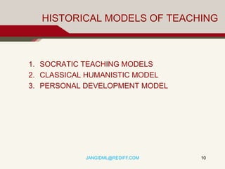 Models of teaching jangid ml | PPTX | Workshops and Classes | Hobbies ...