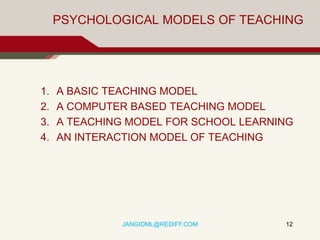 Models of teaching jangid ml | PPTX | Workshops and Classes | Hobbies ...