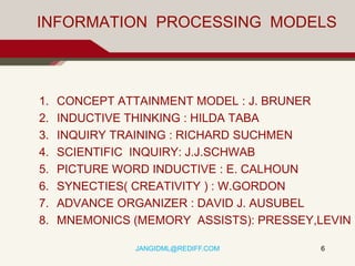 Models of teaching jangid ml | PPTX | Workshops and Classes | Hobbies ...