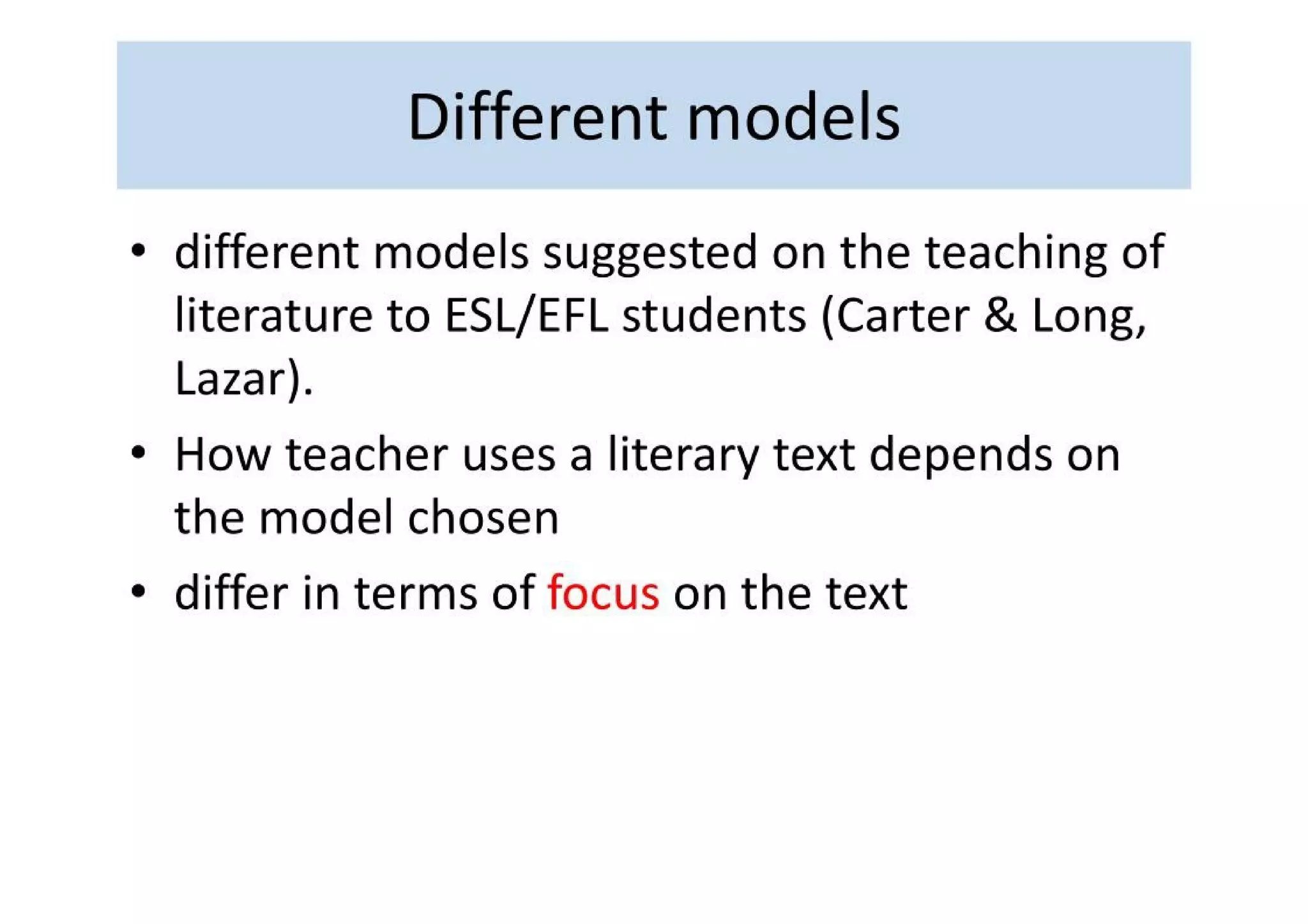 MODELS OF TEACHING LITERATURE IN ENGLISH | PDF