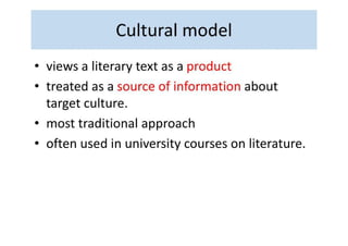 MODELS OF TEACHING LITERATURE IN ENGLISH | PDF