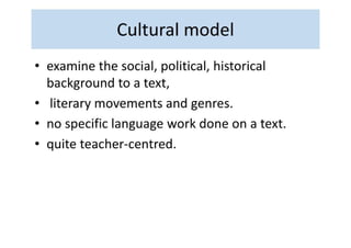 MODELS OF TEACHING LITERATURE IN ENGLISH | PDF