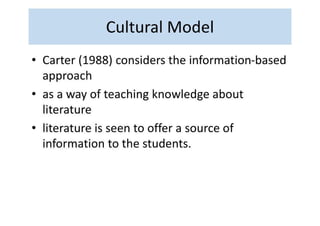 MODELS OF TEACHING LITERATURE IN ENGLISH | PDF