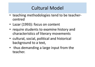 MODELS OF TEACHING LITERATURE IN ENGLISH | PDF