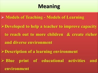 Models of Teaching | PPTX