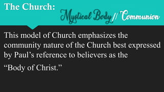 MODELS OF THE CHURCH ACCORDING TO CARDINAL AVERY DULLES SJ | PDF
