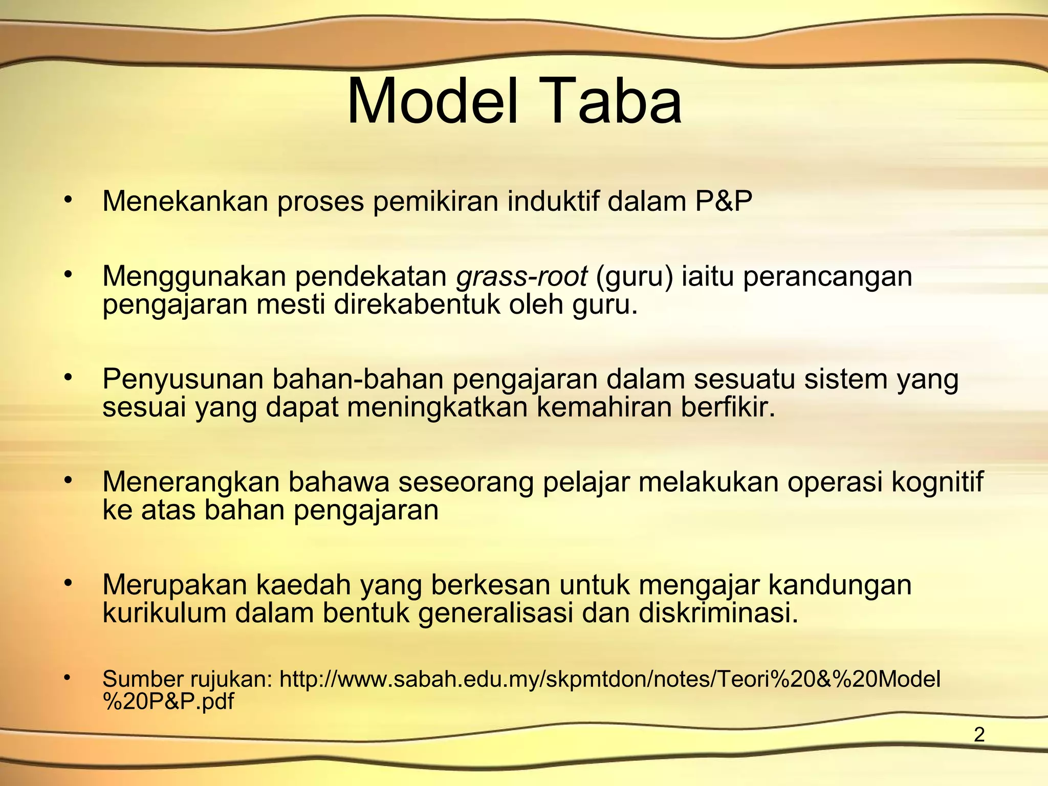Model taba | PPT