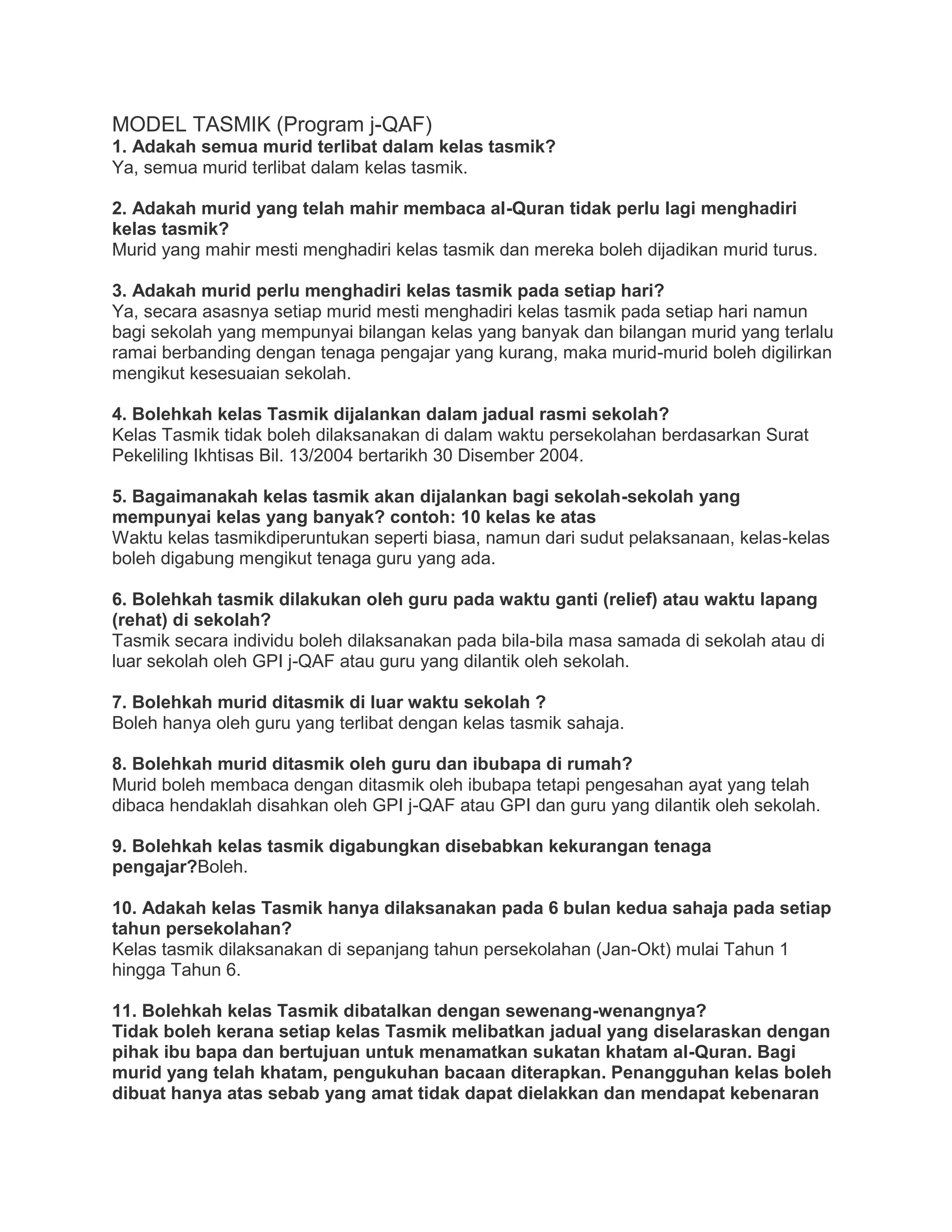 Model tasmik | DOCX