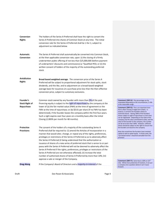 Model Term Sheet For Alliance Of Angels Final | PDF