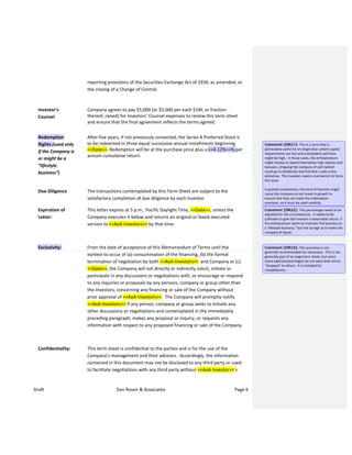 Model Term Sheet For Alliance Of Angels Final | PDF
