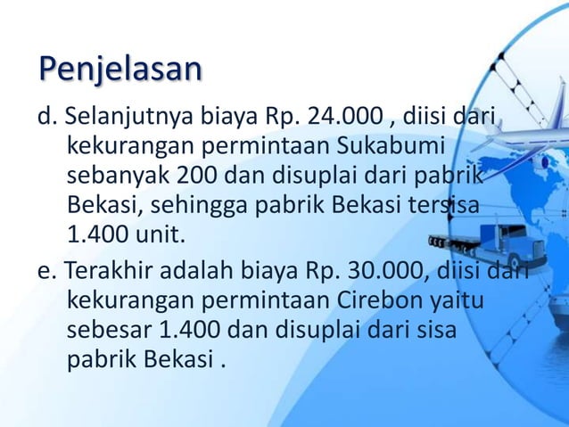 Model transportasi metode least cost | PPTX