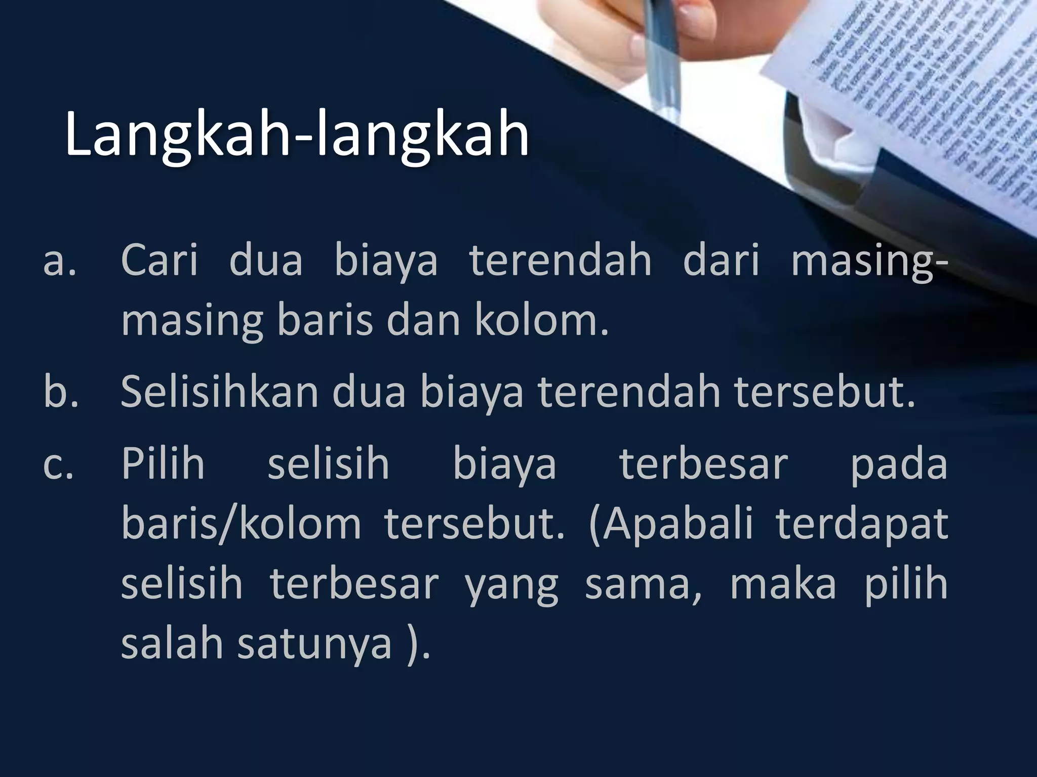 Model transportasi metode vam | PPTX