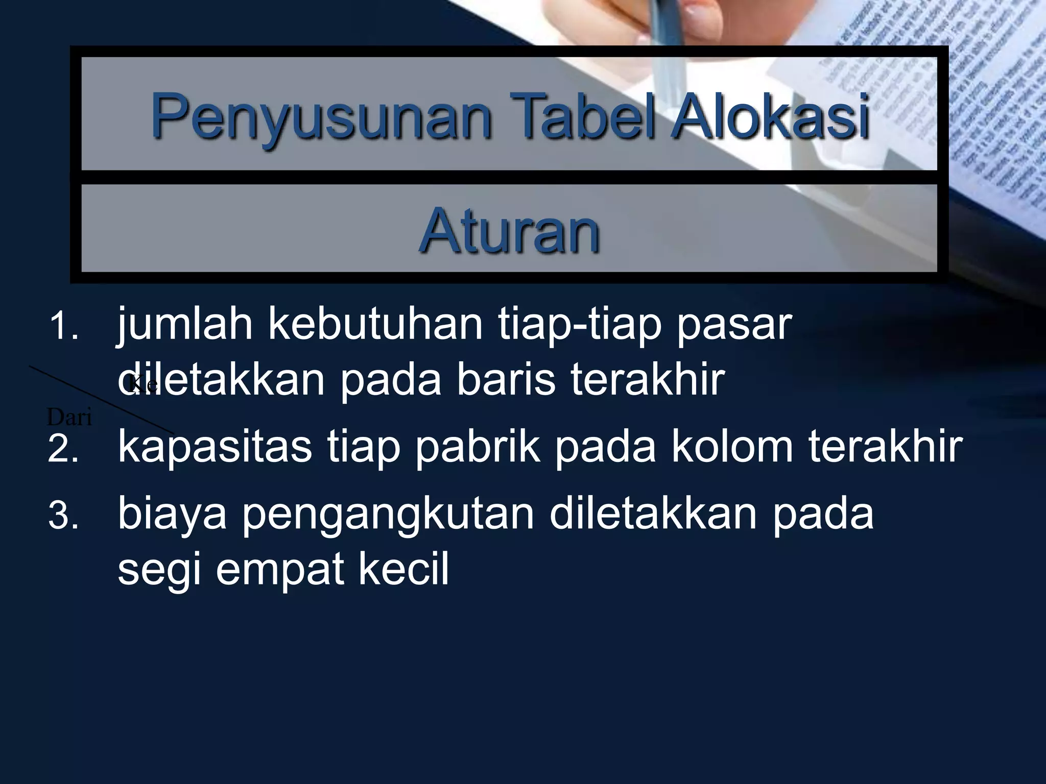 Model transportasi metode vam | PPTX