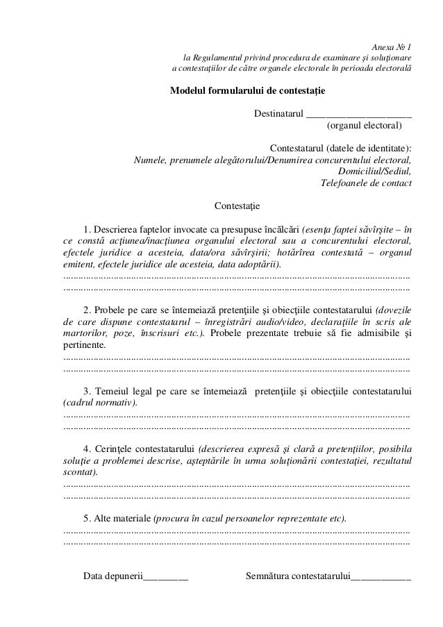 Modelul contestatiei