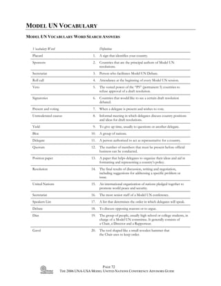 MUN Vocabulary | PDF