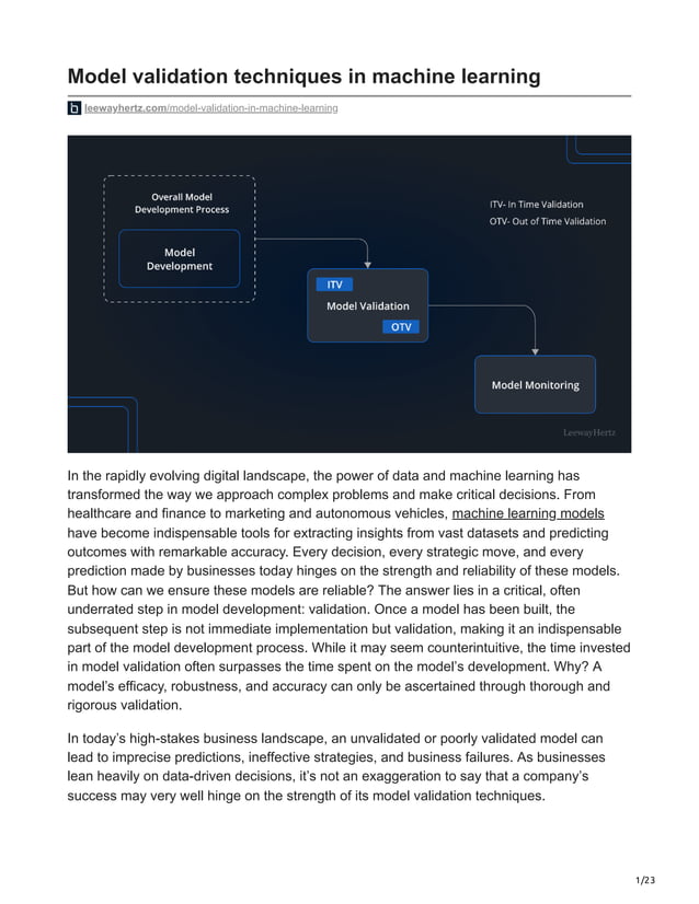 Model validation techniques in machine learning.pdf | Technology ...