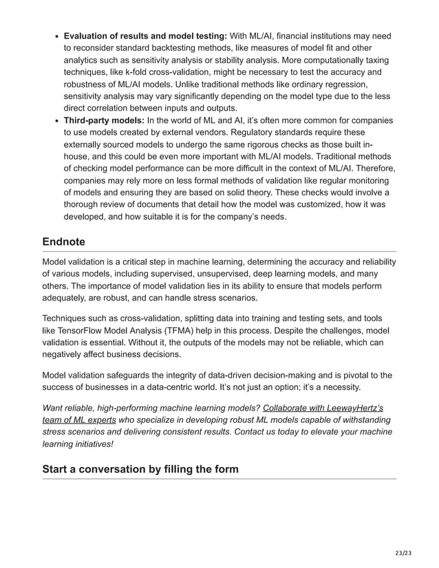 Model Validation Techniques In Machine Learningpdf Technology