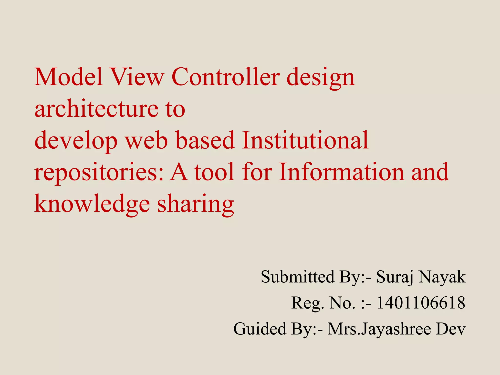 Model view controller design architecture to develop web based ...