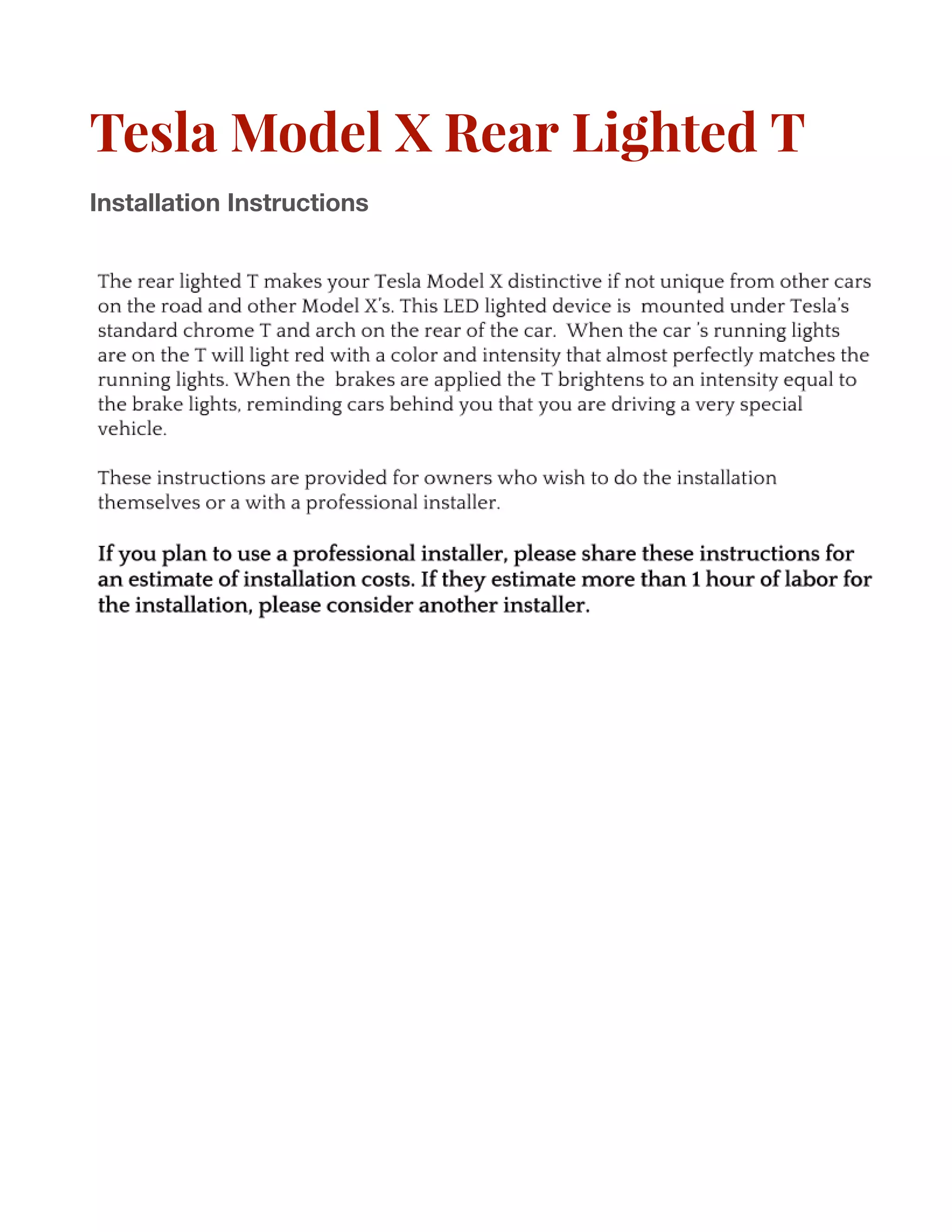 Model X Rear Lighted T | PDF