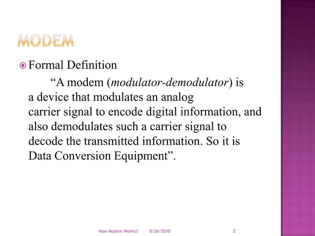 Modem | PPTX | Computer Networking | Computing