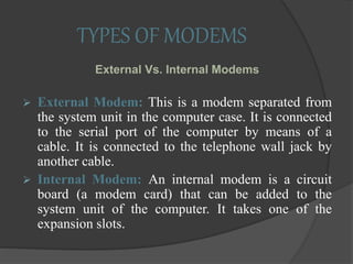 Modem | A Quick Preview | PPTX | Computer Networking | Computing