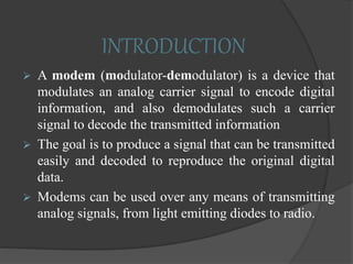 Modem | A Quick Preview | PPTX | Computer Networking | Computing