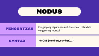 Excel (4) Statistika Lanjutan MODE,MEDIAN,QUARTILE.pptx