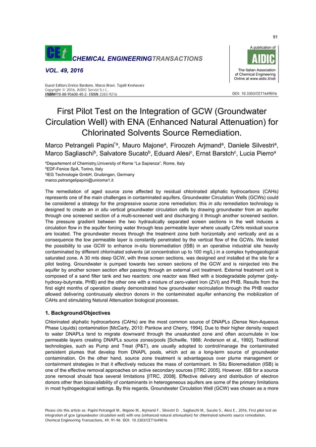 ENA via Groundwater Circulation Well (IEG-GCW®) | PDF | Chemistry | Science