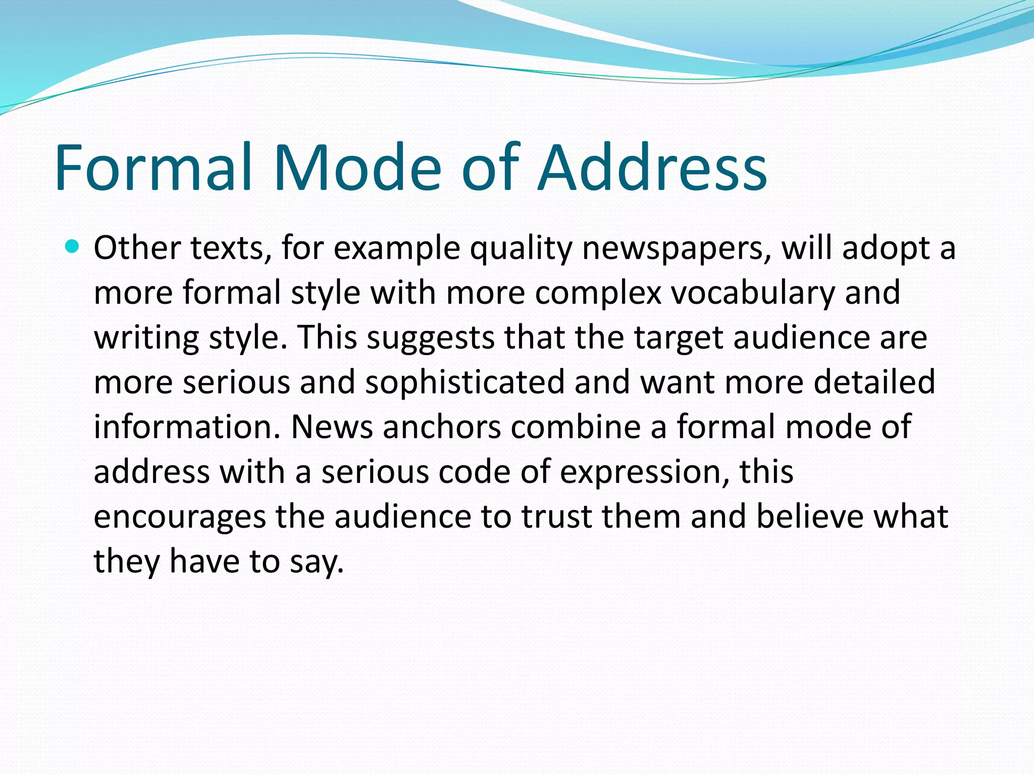 Mode of address | PPTX