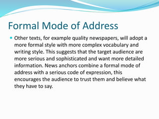 Mode of address | PPTX