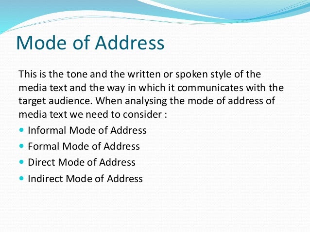 Mode of address