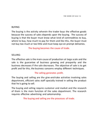 Mode of sales chapter 5 | DOCX