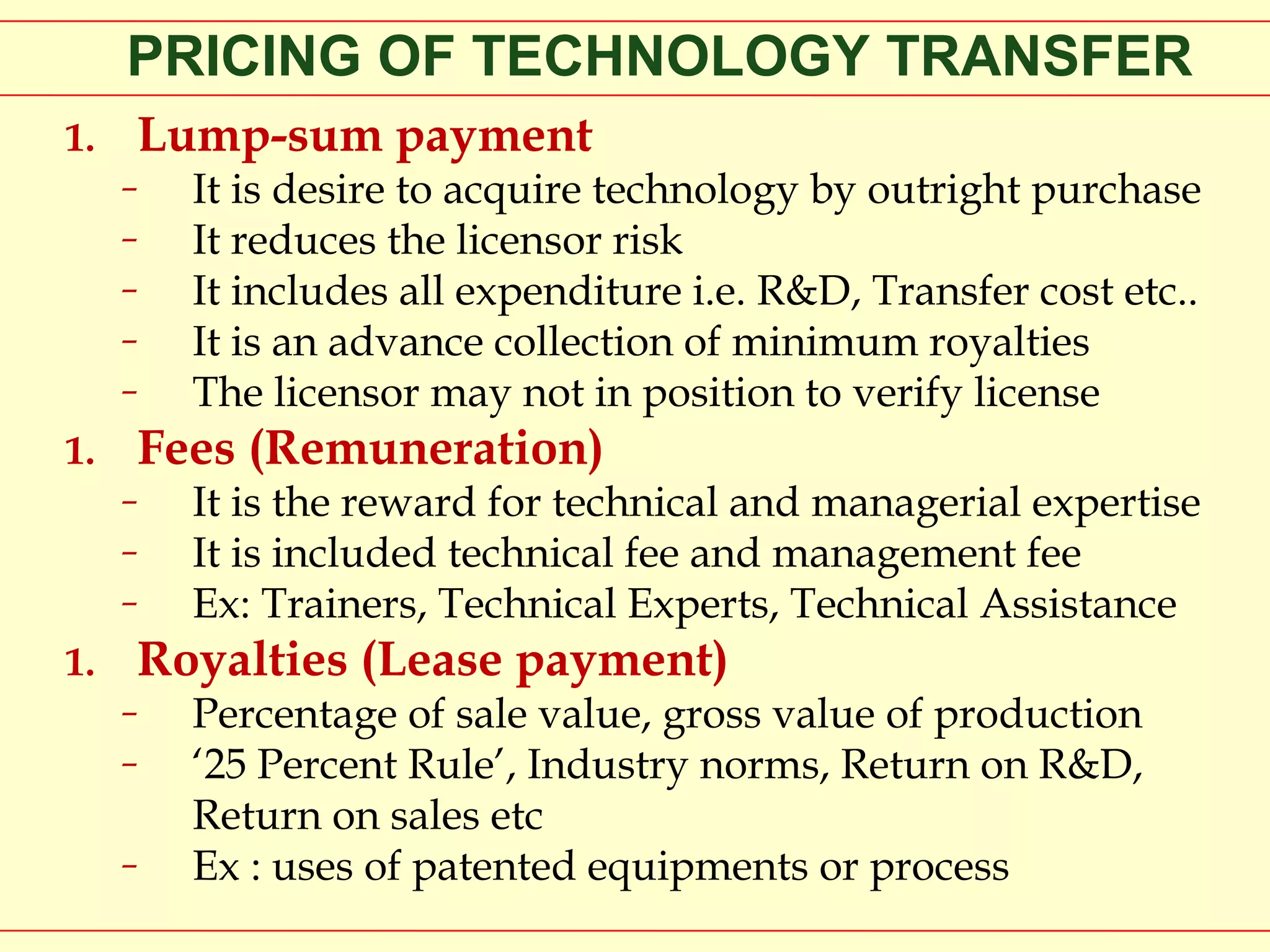Mode, Price and Negotiation of Technology Transfer | PPT