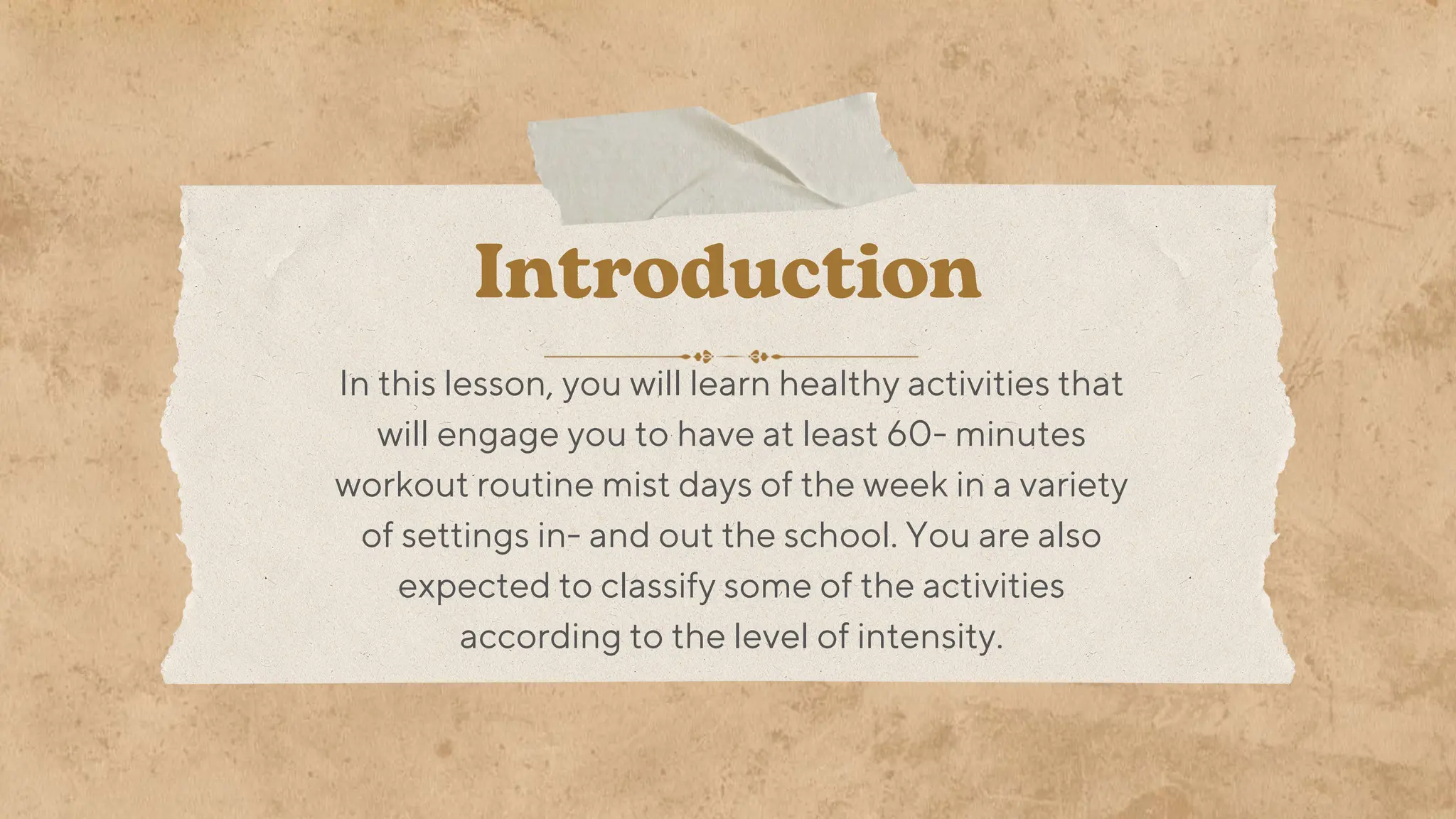 Moderate and Vigorous Physical Activities . | PPTX