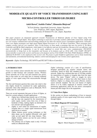 Moderate quality of voice transmission using 8 bit micro-controller through zigbee | PDF