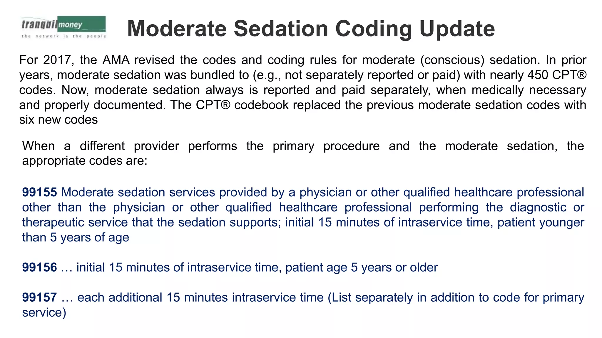 Moderate Sedation Coding Ppt