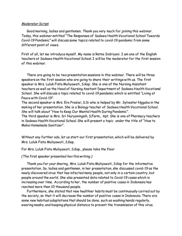 Moderator script | DOCX