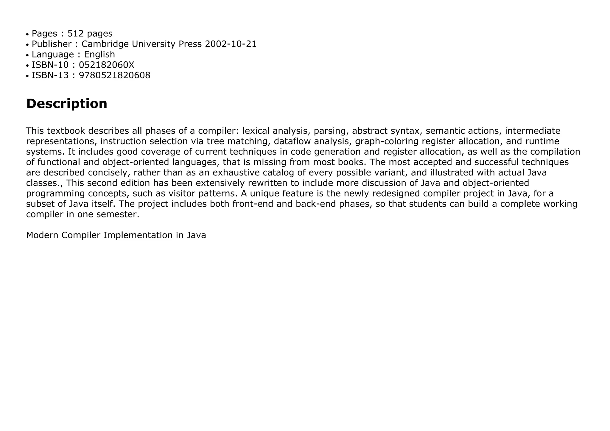 Modern Compiler Implementation in Java | PDF