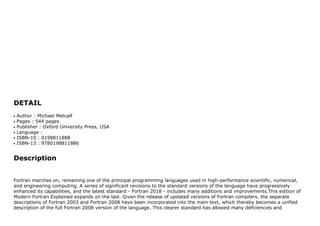 Modern FORTRAN Explained: Incorporating FORTRAN 2018 | PDF