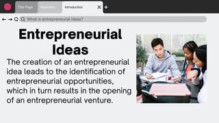 entrepreneurial ideas PowerPoint presentation | PDF