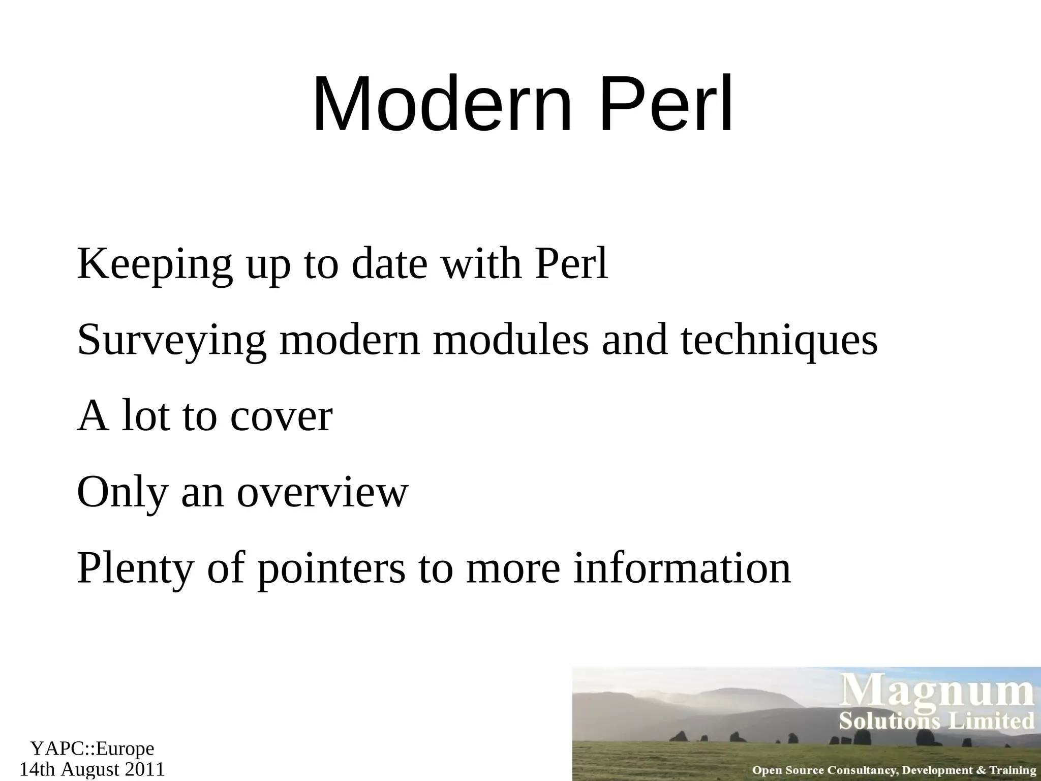 Introduction to Modern Perl | ODP | Databases | Computer Software and Applications