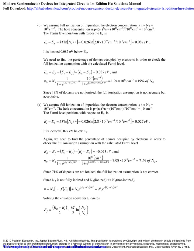 Modern Semiconductor Devices for Integrated Circuits 1st Edition Hu ...