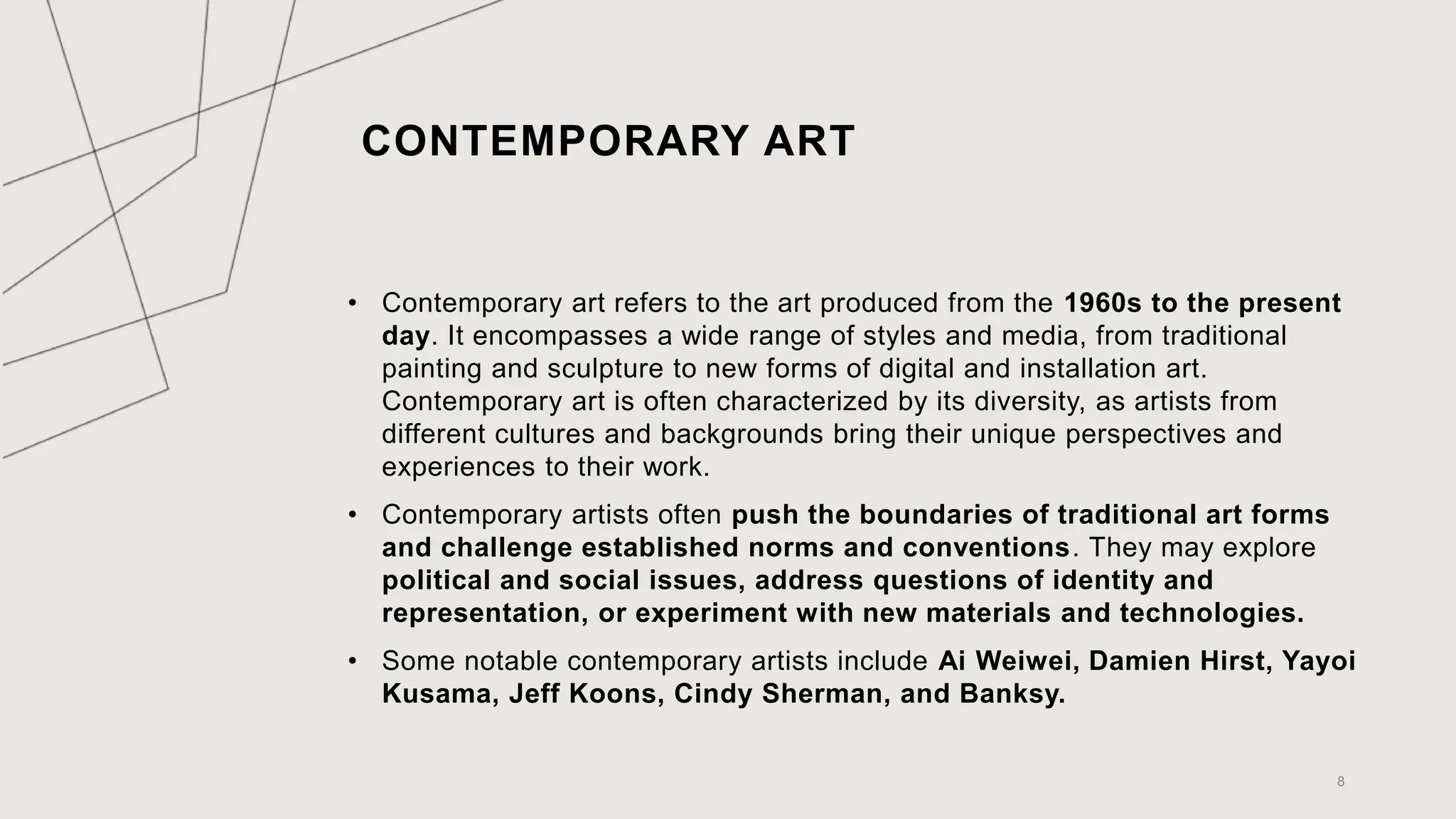 Modern and contemporary art presentation By Anuj Kumar Maurya | PPTX