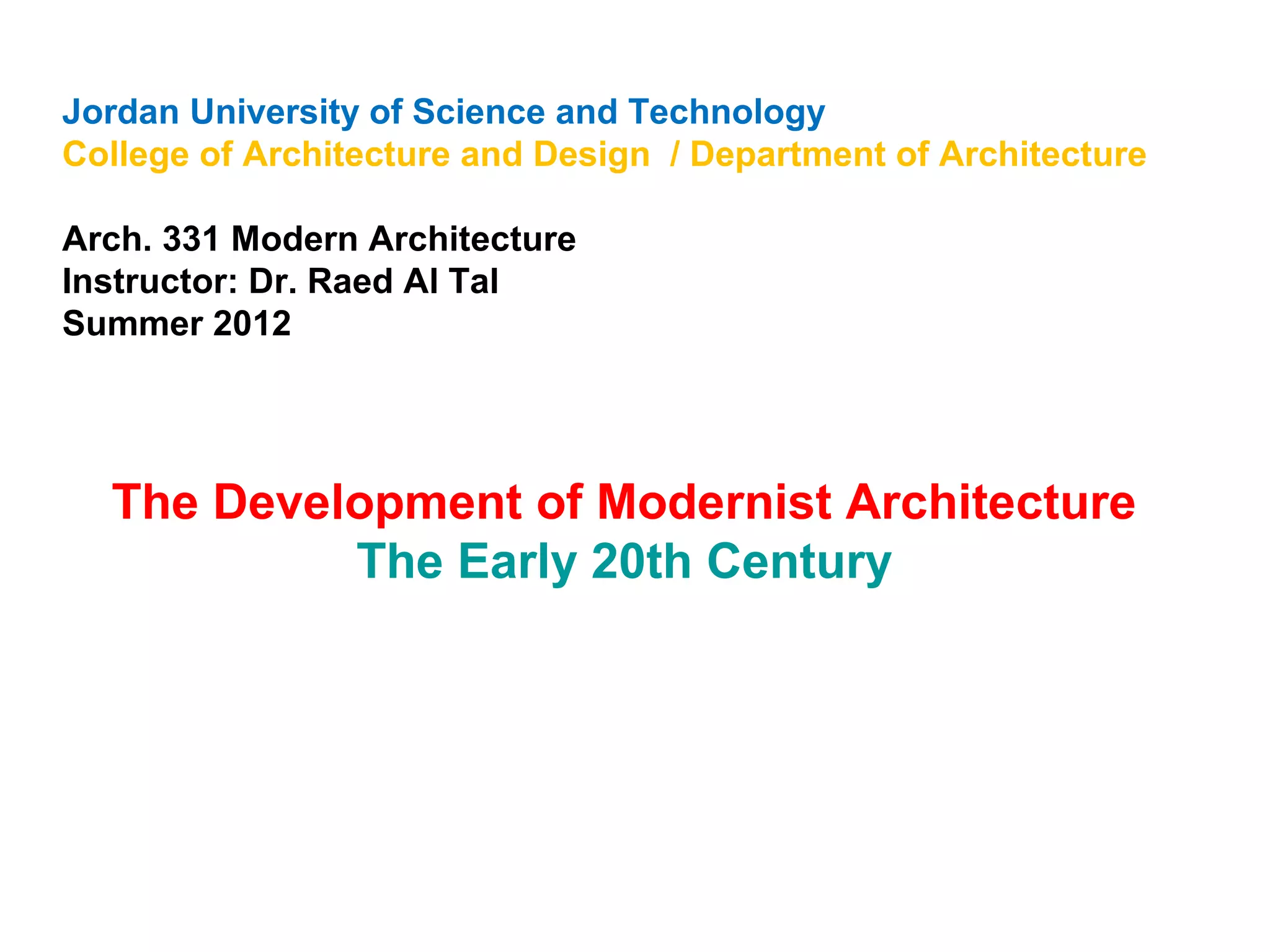 Modern Architecture - Lecture 2 | PPT