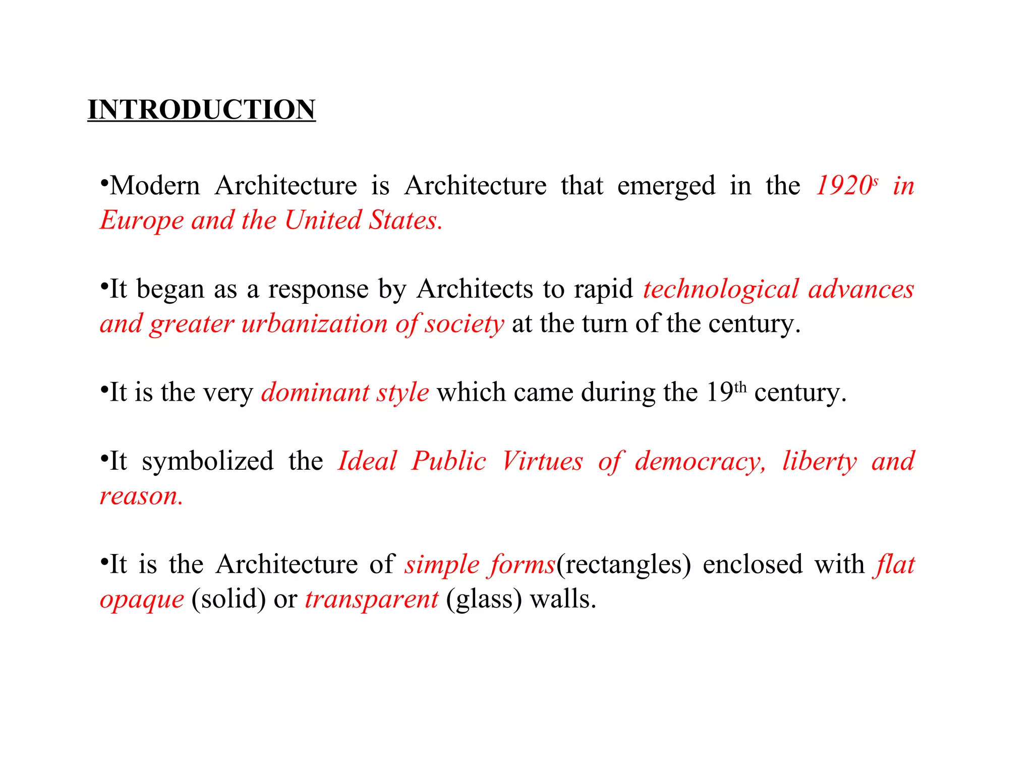 Modern Architecture History | PPT | Houses | Real Estate